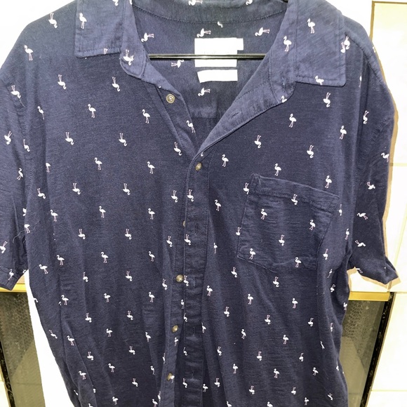 Goodfellow & Co | Shirts | Goodfellow Co Dark Blue Flamingo Print Shirt ...